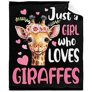 Mokukenren Just A Girl Who Loves Giraffes Blanket Lightweight Cozy Flannel Fleece Throw Blanket Best Gift Home Decor for Bed Couch Outdoor Camping 50"x40" S for Kids