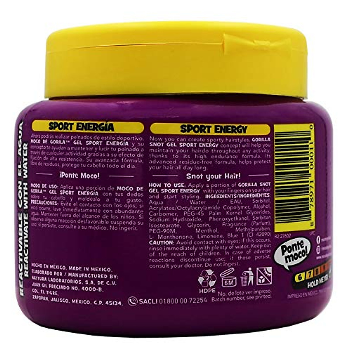 Moco de Gorila Gorilla Snot Gel Sport Energy Hair Styling Hair Gel, Reactivatable with water, Long-lasting Hold, 3-Pack of 9.52 Oz Each, 3 Jars