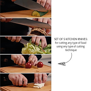 BOSKA Kitchen Knife Sets Copenhagen 5 Piece Kitchen Knives for Chopping, Slicing Knife for Meat Cutting and Dicing Gourmet Food