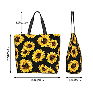 AZJOYLIFE Sunflower Tote Bag for Women Yellow Beach Bag - Large Utility Kitchen Reusable Grocery Bags Waterproof Portable Shoulder Handbag Aesthetic for Gifts Shopping Travle Work Weekend Gym School