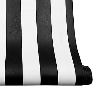 SimpleLife4U Black and White Stripe Self-Adhesive Shelf Liner Contact Paper 17.7 Inch By 9.8 Feet