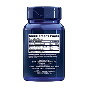 Life Extension Glutathione, Cysteine & C - Antioxidant Supplement with Vitamin C, L-Glutathione Reduced & L-Cysteine - For Liver Health Support & Detox - Gluten Free, Non-GMO - 100 Capsules