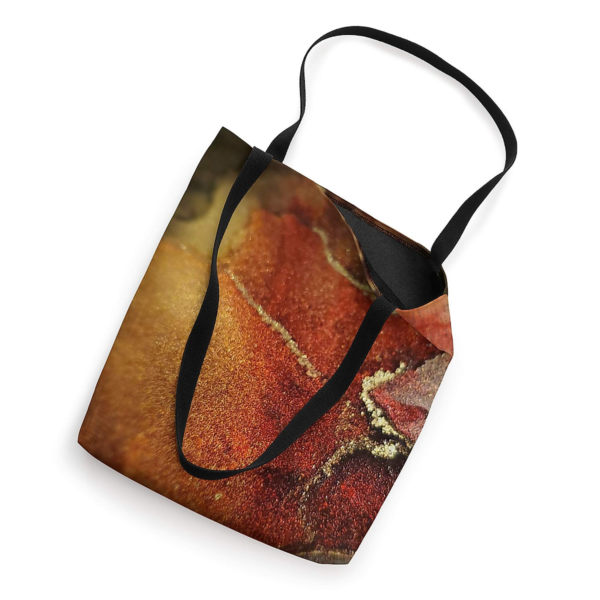 Rust Red & Orange Modern Art Alcohol Ink Distressed Pattern Tote Bag