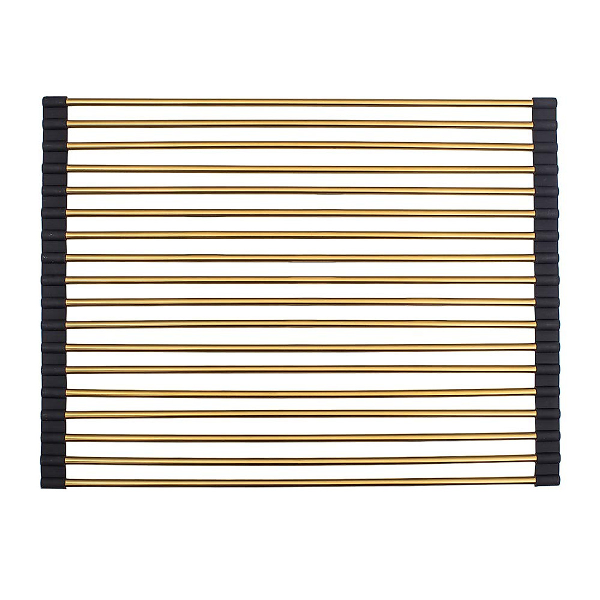 Strictly Sinks Stainless Steel Dish Drying Rack – Gold 21 X 13 Inches Roll Up Dish Drying Rack – Multipurpose Foldable Over The Sink Kitchen Drainer, Countertop Cooling Rack