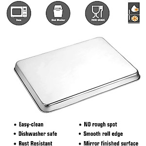 Small Baking Sheets Pans, HOHUNGF Mini Stainless Steel Cookie Sheets & Toaster Oven Tray Pan,Non Toxic & Healthy,Superior Mirror Finish & Easy Clean, Dishwasher Safe, 9.4 x 7x 1 inch, Silver, 9.4inch