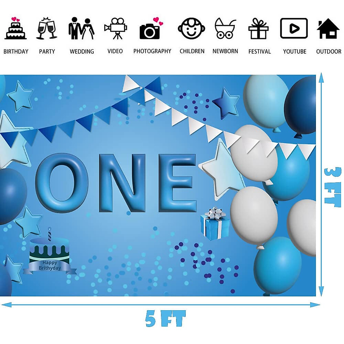 149 Pcs Boys 1st Bday Decorations Blue One Balloons Backdrop Boys One Year Old Birthday Balloons Garlands Arch Kit with Balloons Boxes for Boys First Birthday Baby Shower Party Supplies Decorations