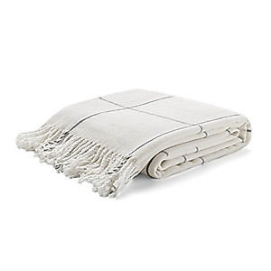 Arus Highlands Collection Tartan Plaid Design Queen Size Throw Blanket Off-White 60" X 80"