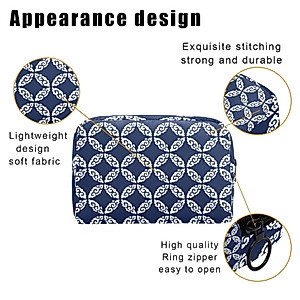 TBOUOBT Cosmetic Travel Bags, Makeup Case, Makeup Bag for Toiletries, Ethnic Navy Blue Round