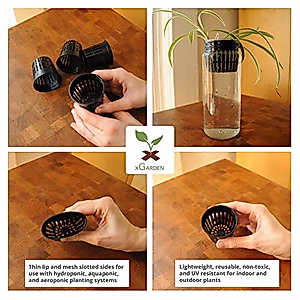 xGarden - Lightweight Economy Net Pots - Thin Lip & Slotted Sides - for Hydroponics & Aquaponics - UV Resistant & BPA Free Plastic - Indoor or Outdoor Growing - Black 2" Round Mesh Pot Cups - 50 Pack