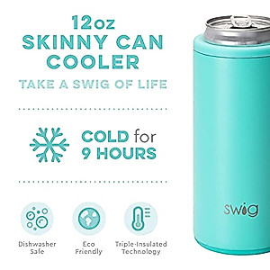 Swig Life Wanderlust + Matte Aqua Seltzer Lovers Gift Set, Includes (2) 12oz Skinny Can Coolers, Triple Insulated, Stainless Steel, Easy to Clean, and Dishwasher Safe