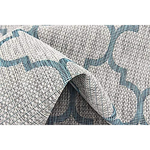 Unique Loom Outdoor Trellis Collection Area Rug (7' 1" x 10' Rectangle, Gray/ Ivory)