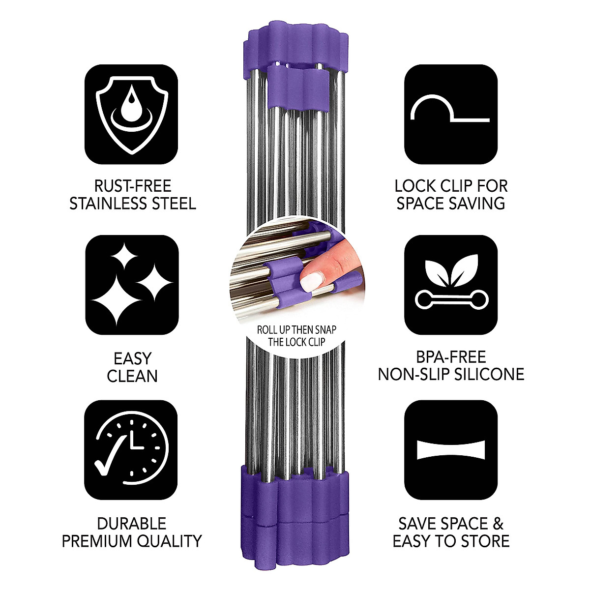 Total Rack Multipurpose Over-Sink Dish-Drying Rack, Cooling, Crisping, Roasting & Serving, Trivet, Nonslip Silicone Grips, Expandable 14" to 21" Stainless-Steel Roll Out Rack - Purple