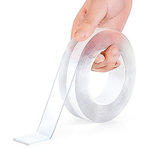 STUAKO® Double Sided Tape Heavy Duty, Removable Washable Reusable Gel Tape Strips for Kitchen, Living Room, Office,Car Decoration, Outdoor Use (9.85 FT x 1.18 in)