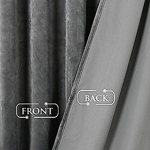 StangH Grey Velvet Curtains 84-inch - Twist Tab Top Design Blackout Drapes for Living Room/Bedroom Window Decor, W52 x L84-inch, 2 Panels