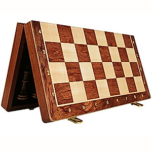 Walnut Chess Set 15'' x 15'' with Felted Game Board Interior for Storage Chess Game for Child & Adult, 2 players