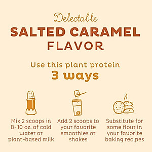 KOS Vegan Protein Powder, Salted Caramel Coffee - Low Carb Pea Protein Blend, Organic Plant Superfood Rich in Vitamins & Minerals - Keto, Dairy Free - Meal Replacement for Women & Men - 15 Servings