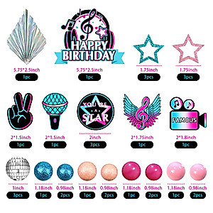 30 PCS Music Cake Toppers Musical Birthday Party Cake Decorations for Musical Cake Toppers Set Girls Music Karaoke Theme Birthday Party Supplies (Style1)