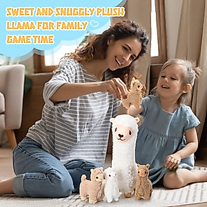 Jenaai Llama Stuffed Animals with 4 Baby Llamas Cute Alpaca Plush Set Kawaii Llama Soft Pillow Dolls for Kids Girls Birthday Wedding Anniversary Presents Home Sofa Decorations