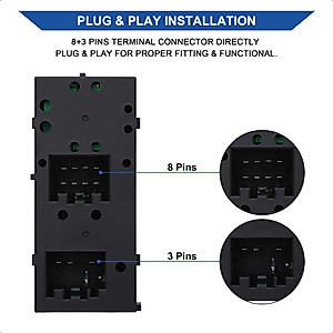 Power Master Window Switch, Compatible with 2004-2008 Ford F150, 2003-2006 Ford Expedition, 2003-2008 Crown Victoria, Lincoln Mark LT, Mercury Grand Marquis and Marauder, OE 5L1Z14529AA 901339