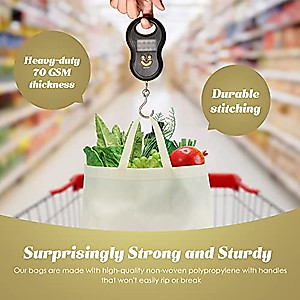 100 Pieces Reusable Totes Bag Set Non Woven Grocery Bag with Handles Fabric Portable Tote Bag Bulk(Beige)