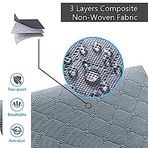 Clothes Storage Bag, Large Capacity Clothes Storage Organizer with Clear Window, 3 Layer Foldable Fabric, Sturdy Handles Storage for Comforters,Bedding,Blankets and Clothing, 3 Pack, 90L, Grey