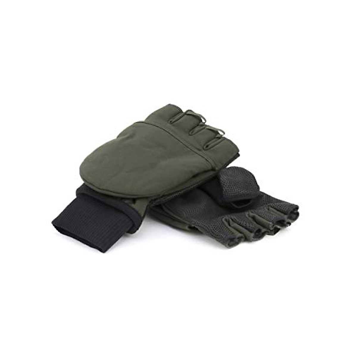 SEALSKINZ Unisex Windproof Cold Weather Convertible Mitt, Olive Green/Black, Small