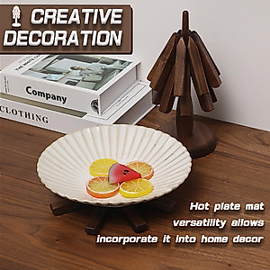 Natural Wood Trivets for Hot Dishes,Foldable Wooden Tree Trivet Hot Plate Mat,Set of 3 Walnut Wood Trivet Tree Hot Pads for Kitchen,Multifunction Wooden Trivets for Hot Pots and Pans for Quartz