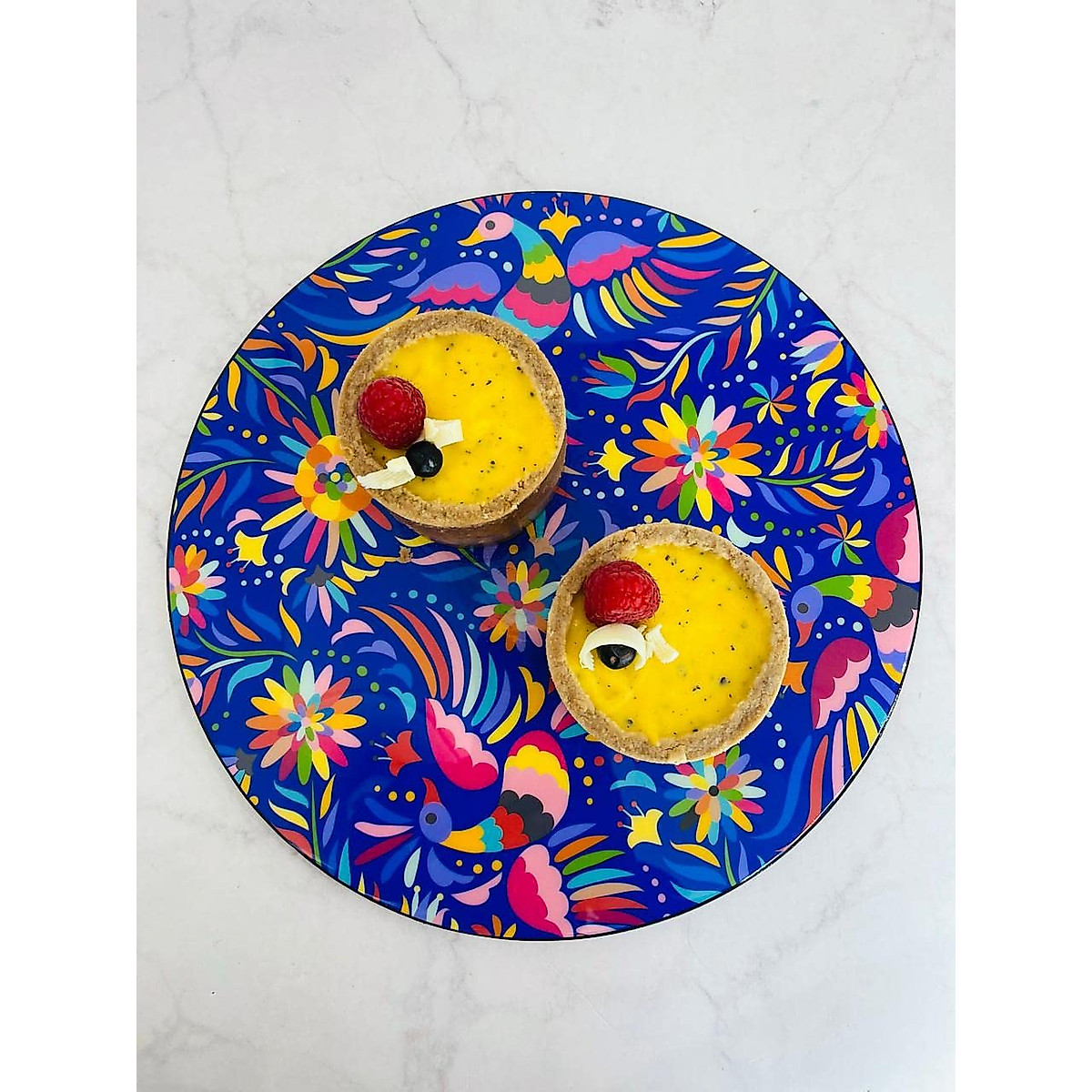 HASTA LA RAIZ | Mexican Handmade Cheese Board covered with resin. Ideal for Charcuterie Platter & Serving Tray. Model: Blue Tenango.