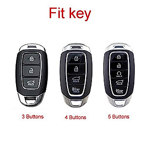 Royalfox(TM) 3 4 5 buttons soft tpu carbon fiber silicone smart remote Key Fob case Cover shell For Hyundai i30 Azera ix35 Elantra Accent Santa Fe IG Grandeur,2017-2020 Hyundai Palisade (black)