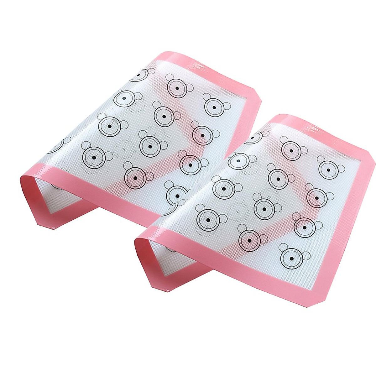 INCHANT Silicone Macaron Baking Mat, Half Sheet Size With 20 Macaron Spaces, Non Stick Silicon Liner for Bake Pans & Rolling - Macaroon/Pastry/Cookie Making, Set of 2, Pink