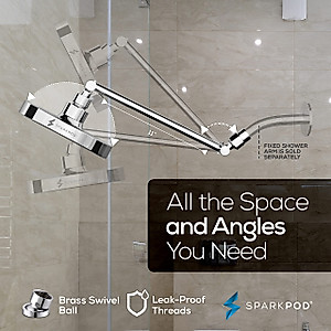 SparkPod Round Rain Shower Head with Shower Head Extension Arm - High Pressure Rain - Luxury Modern Look - No Hassle Tool-less 1-Min Installation (11" Shower Arm Extension, Luxury Polished Chrome)