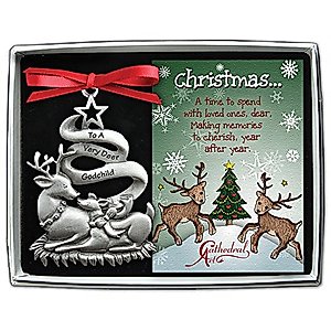 Cathedral Art (Abbey & CA Gift Godchild Metal Deer Ornament, 2-3/4-Inch, Pewter