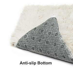 PUPTECK Furry Self Warming Cat Bed Mat - Foldable Convertible Thermal Cat Sleeping Bag Pad, Comfy Pet Heated Nest Mat Anti-Slip for Cat & Puppy