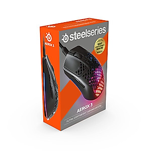 SteelSeries Aerox 3 - Super Light Gaming Mouse - 8,500 CPI TrueMove Core Optical Sensor - Ultra-Lightweight 59g Water Resistant Design - Universal USB-C connectivity - Onyx (Renewed)