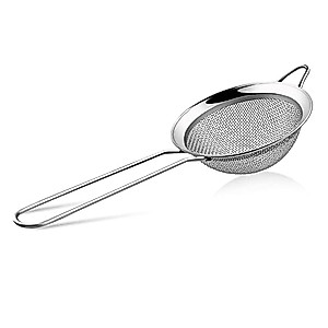TIONTURE Fine Mesh Strainer Stainless Steel Mesh Strainers with Long Handle Cocktail Sifter Tea Sieve for Kitchen Food Flour Baking Pastas Juice Strainer 3 inch