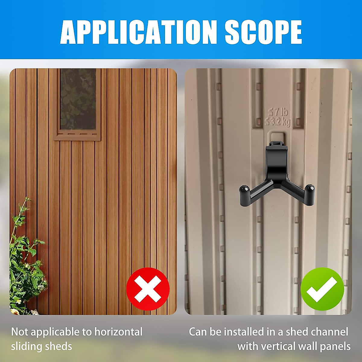 Storage Shed Tool Hooks for Lifetime Resin Storage Shed 10Pcs (Does NOT Work on Any Sheds with Horizontal Siding)