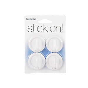 InterDesign Utility Hooks, Self-Adhesive Organizers for Entryway, Kitchen, Bathroom, Office - Set of 4, White
