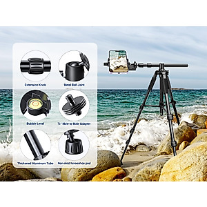 Elitehood Newest Ultra-Stable Overhead Tripod for iPhone – Heavy Duty Aluminum Tripod & 25in Horizontal Long Phone Arm, Tall Phone Stand Mount for Recording, 360°Adjustable iPhone Tripod Stand