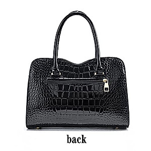 Fashion Women Faux Leather Purses Handbags Shoulder Top Handle Crossbody Tote Bags (black)