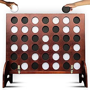 SWOOC Games - Giant Four in a Row (All Weather) Outdoor Game with Carrying Case and Noise Reducing Design - 60% Quieter - Jumbo Connect 4 Discs to Win - Oversized Yard Game for Kids, Adults, & Family