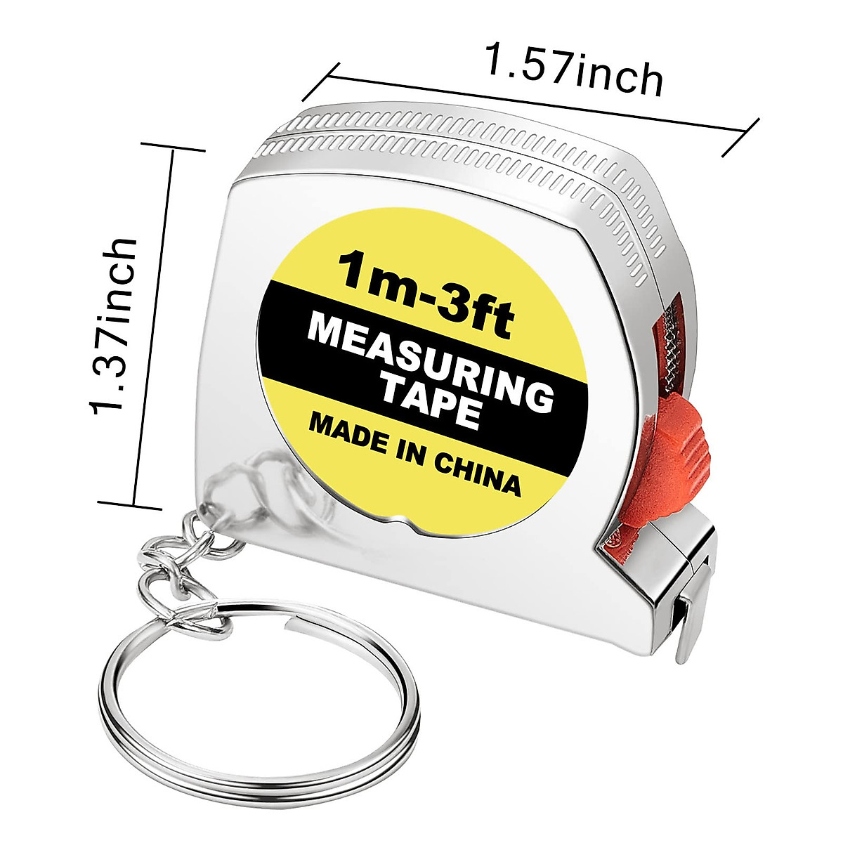 20 Pieces Tape Measure Keychains Functional Mini Retractable Measuring Tape Keychains with Slide Lock for Birthday Party Favors and Daily Use, 1 m/ 3 ft (20)