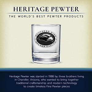 Heritage Pewter Southern Miss Double Old Fashion | Double Rocks Glass 14 OZ for Liquor | Expertly Crafted Pewter Glass