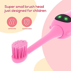 Elifloss Kids Electric Toothbrushes, 2 Modes with Memory, 2 Min Timer, Fun&Easy Clean, IPX7 Waterproof Rechargeable Kids Toothbrush for Age 3-12 with 3 Dupont Soft Bristles, Pink