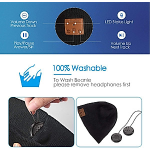 ZRUHIG Bluetooth Beanie,Stereo Knit Music Hat with Bluetooth V5.0 Wireless Hats Headphone Upgraded Unisex Knit Bluetooth Beanie Suitable for Outdoor Sports,Gift White