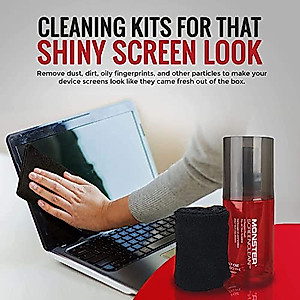 Monster 6.7 oz. Spray Screen Cleaner Kit with Microfiber Cloth for Electronic Devices – Ideal for LED, LCD, OLED, Smart TV, Computer Monitors, Laptops, iPad, and iPhone Screens