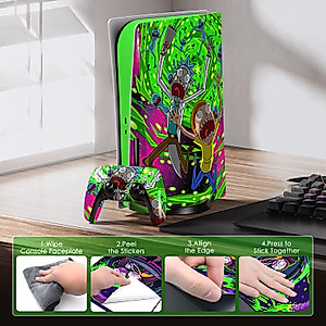 TESSGO PS 5 Skin Disc Edition Anime Console and Controller Vinyl Sticker, Durable, Scratch Resistant, No Bubble, Precisely Line Up, Compatible with Play S tation 5