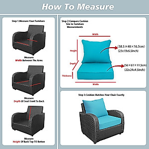 Sunshine Outdoor Indoor/Outdoor Deep Seat Patio Cushions: Resilient Foam Filling, Weather Resistant Patio Cushions,2 Sets Lake Blue