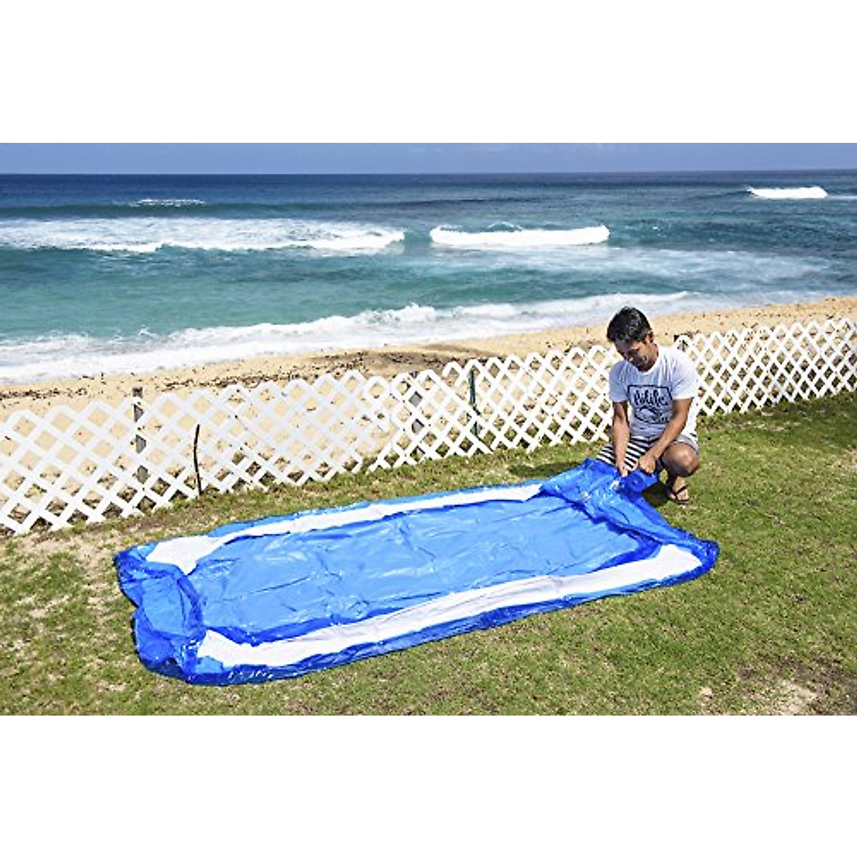 Jilong Rectangular Family Inflatable Pool for Ages 6+, Blue, 103" x 69" x 20"