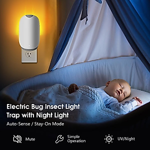 Flying Insect Trap - Indoor Fly Trap, Fruit Fly Traps for Gnats, Moths Bug Light Trap Indoor for Flies, Bug Light Plug in Insect Killer - for Home & Office (1 Grey Device + 2 Glue Cards)