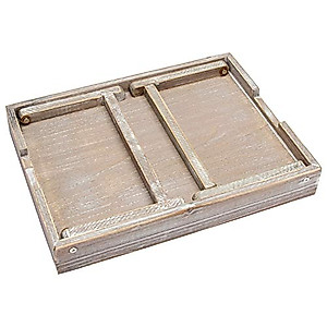 MyGift Vintage Graywashed Wood Bed Tray with Folding Legs - Foldable Breakfast Table Laptop Desk Kitchen Serving Tray